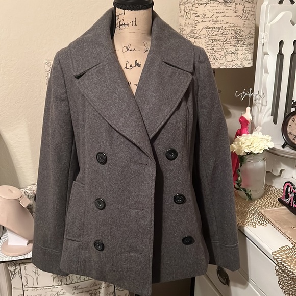 Merona | Jackets & Coats | Merona Gray Peacoat Double Breasted Wool ...